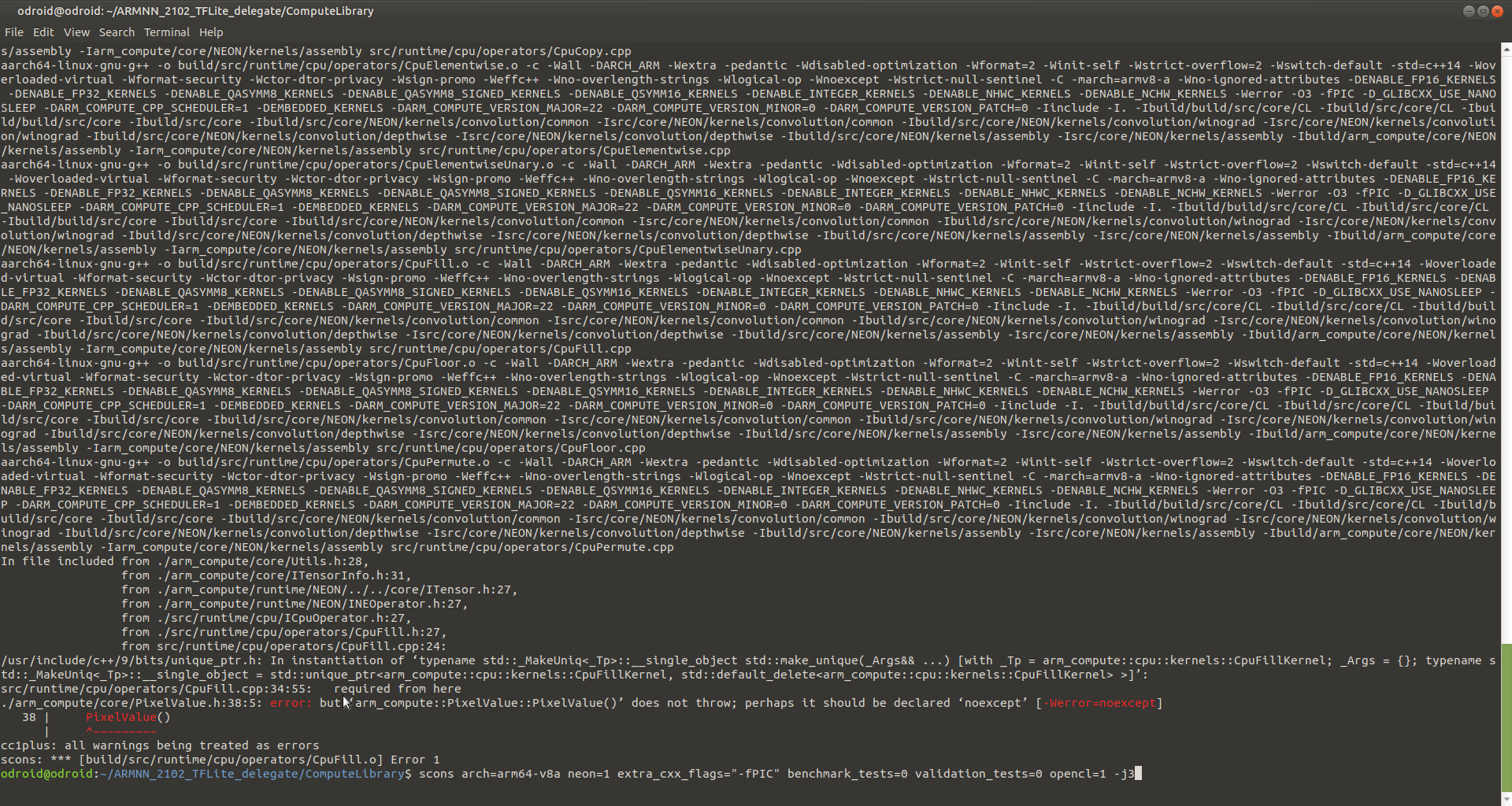 Build error of neon on Odroid · Issue #892 · ARM-software/ComputeLibrary · GitHub