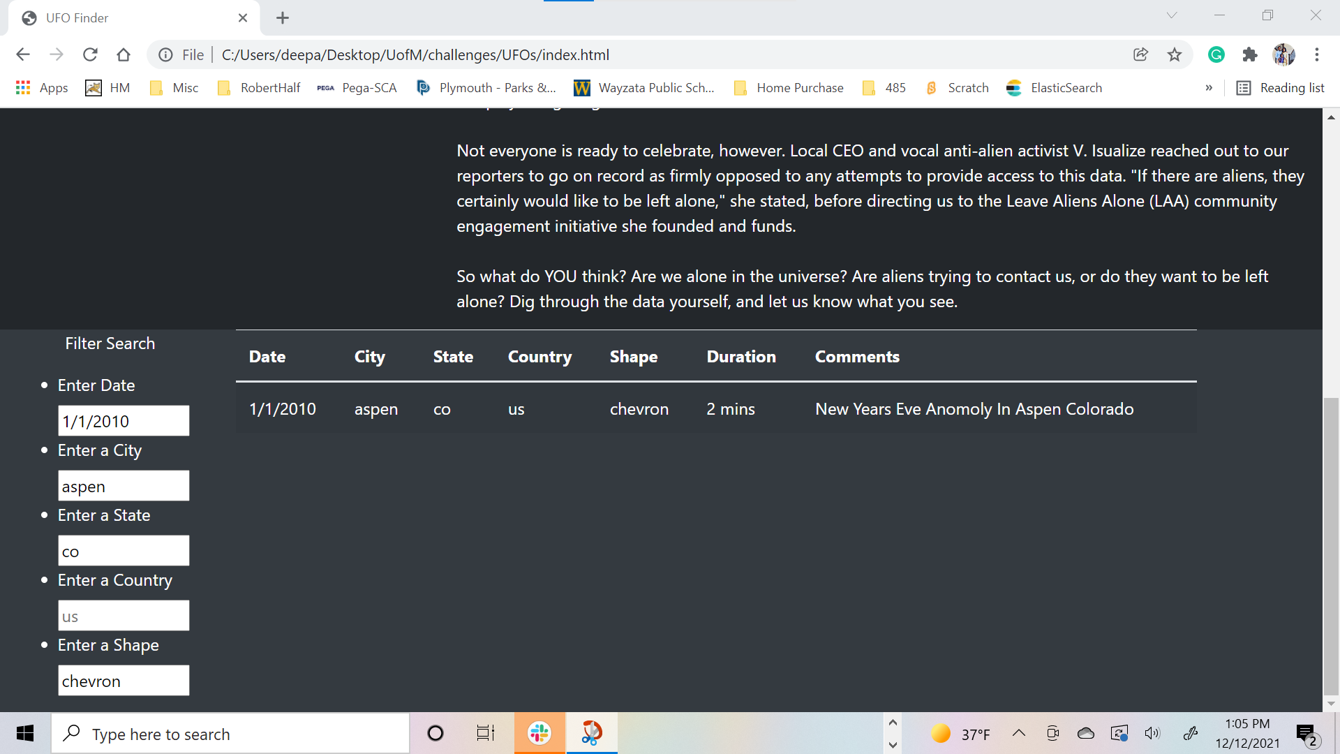 GitHub - DeepaFrancis/UFOs