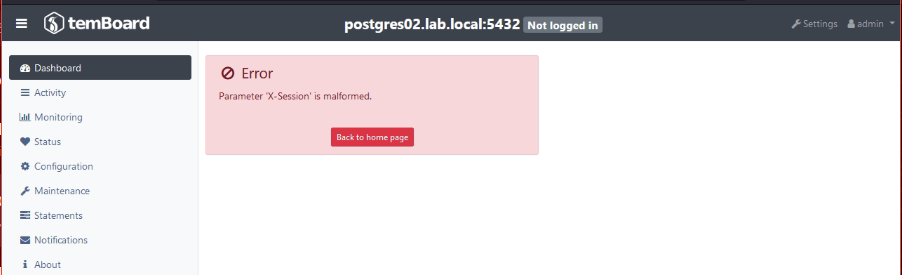 Parameter 'X-Session' is malformed. · Issue #1219 · dalibo/temboard · GitHub