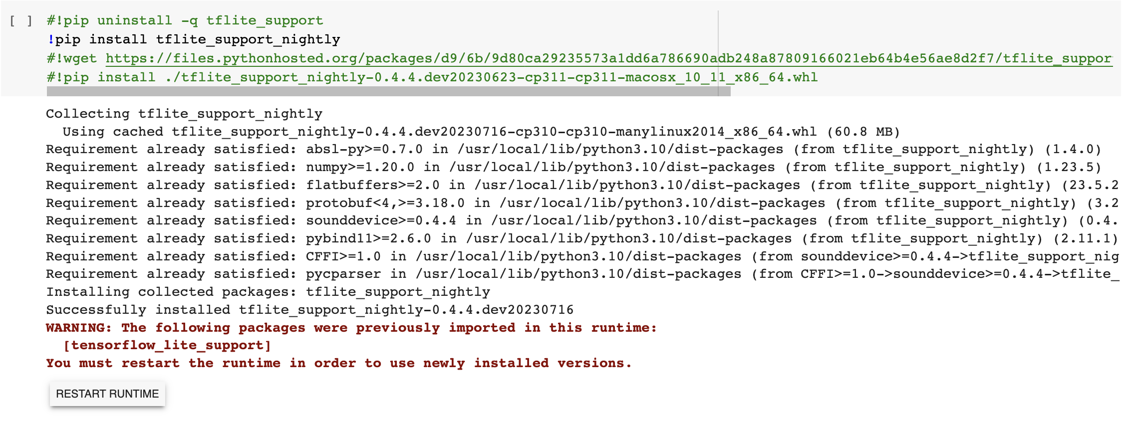 Tflite Support Or Tflite Support Nightly Are Not Working On Colab · Issue 946 · Tensorflow