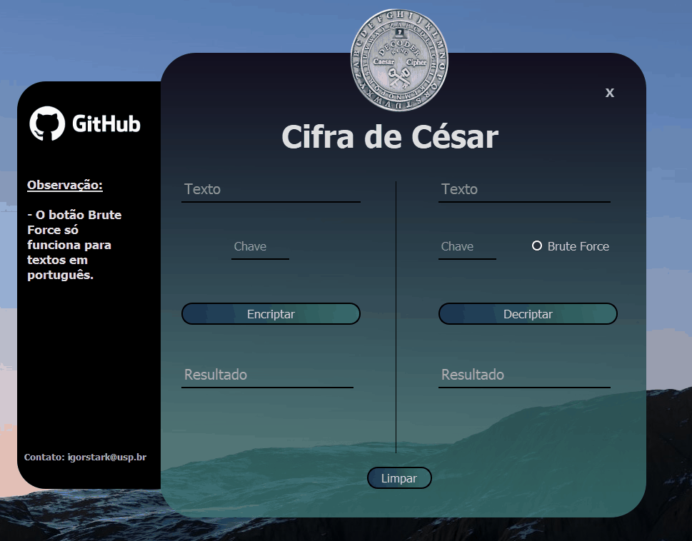 GitHub - igor-stark/Cifra-de-Cesar: Projeto realizado com o intuito de criptografar e ...