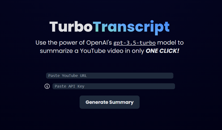 GitHub - d-fesenko/TurboTranscript: React web app that uses OpenAI's ChatGPT to summarize the ...