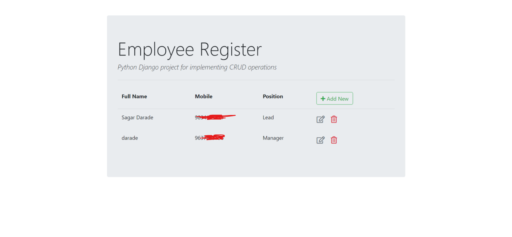 GitHub - darade-sagar/Employee-Management: This project involves full CRUD operations in Django.