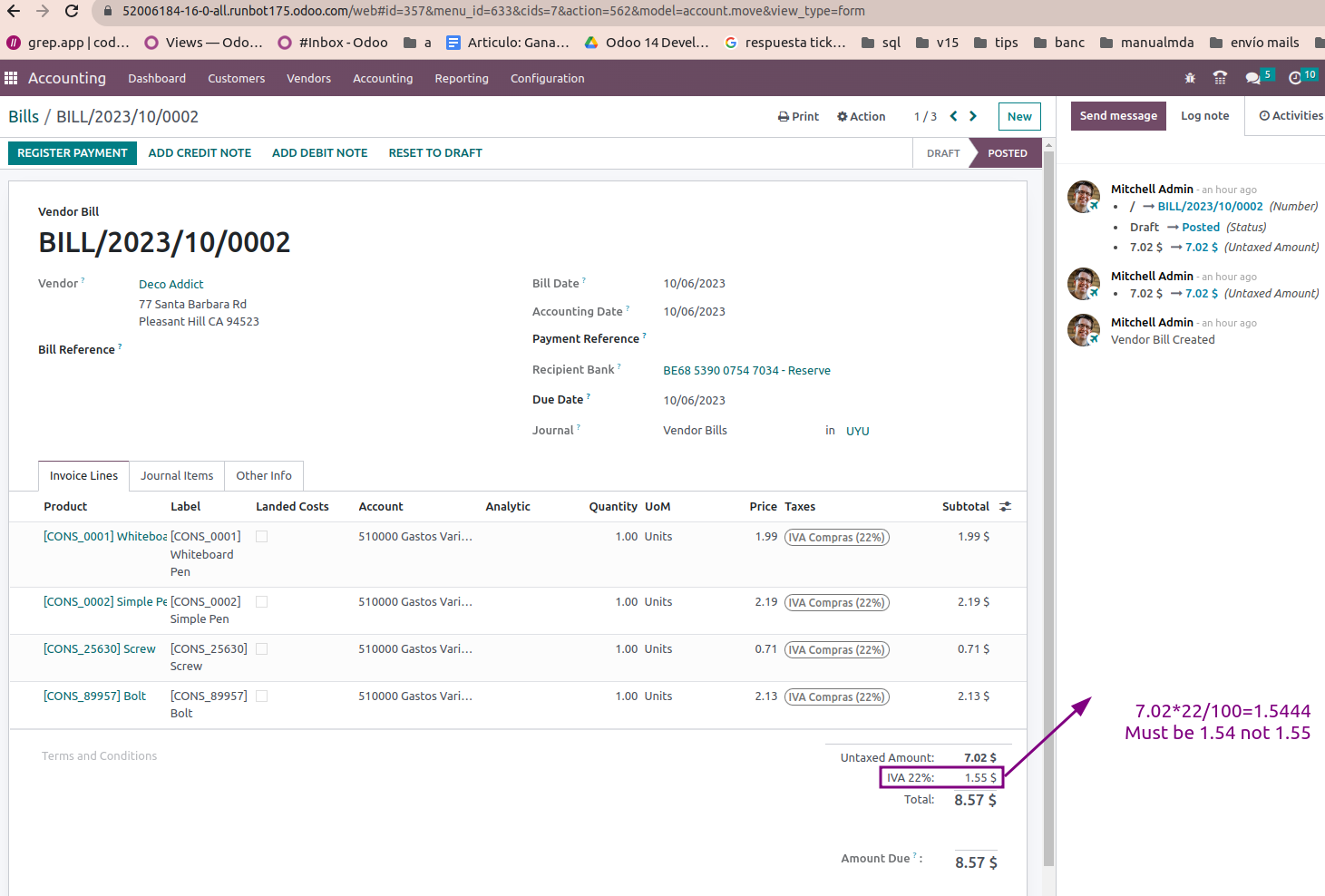 master - 16 - Wrong tax amount in a vendor bill · Issue #137925 · odoo/odoo · GitHub