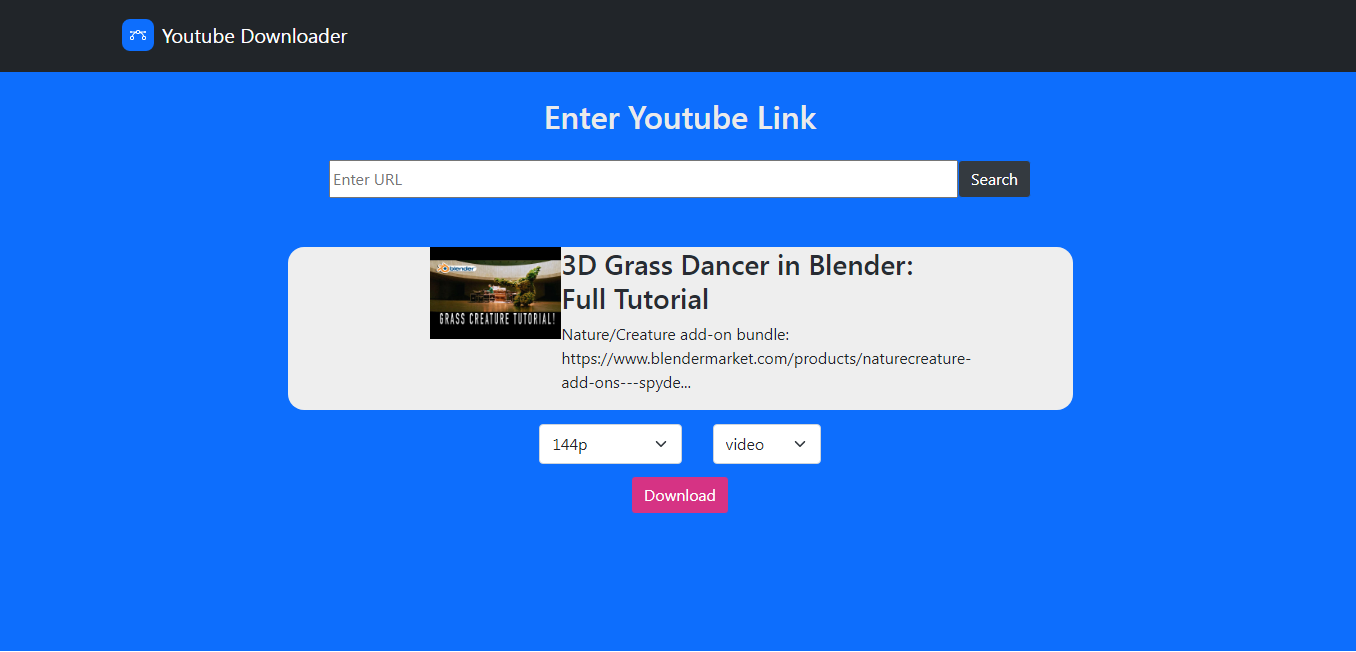 GitHub - PranavTyagi-3/Youtube-downloader: Youtube downloader using pytube and using flask to ...