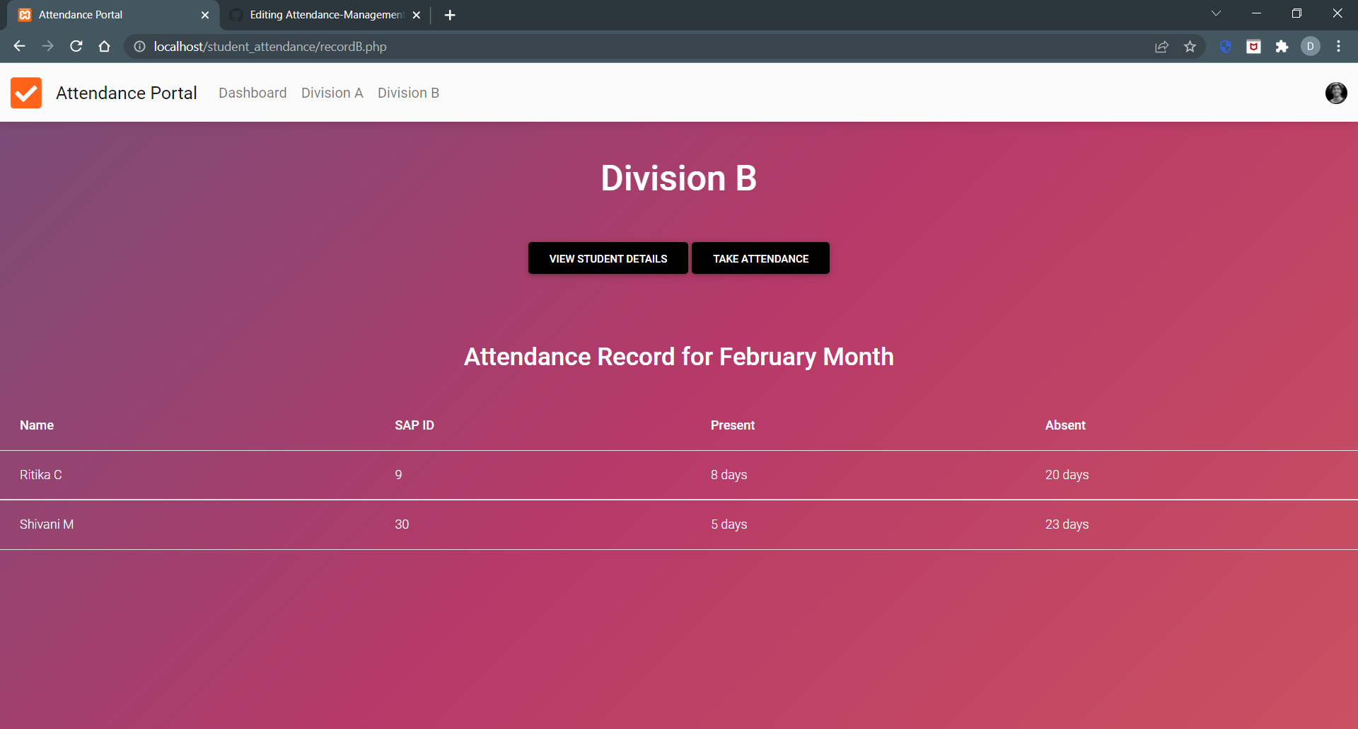 GitHub - divya-chhoriya/Attendance-Management-System