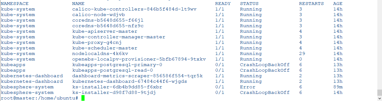 Oracle Cloud Infrastructure Installation on arm64 Instance - Namespace : kubesphere-system Name ...