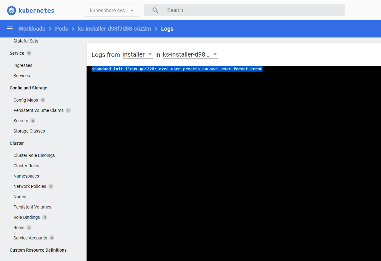Oracle Cloud Infrastructure Installation on arm64 Instance - Namespace : kubesphere-system Name ...