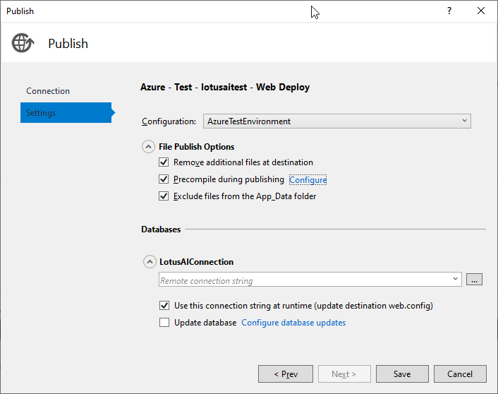 Visual Studio 2019 > Publish > "Advanced Precompile Settings" - Help page end at "Unable to ...