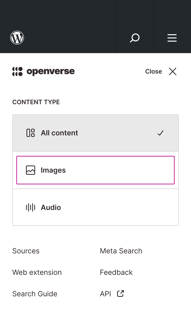 Content switcher on mobile · Issue #370 · WordPress/openverse-frontend ...