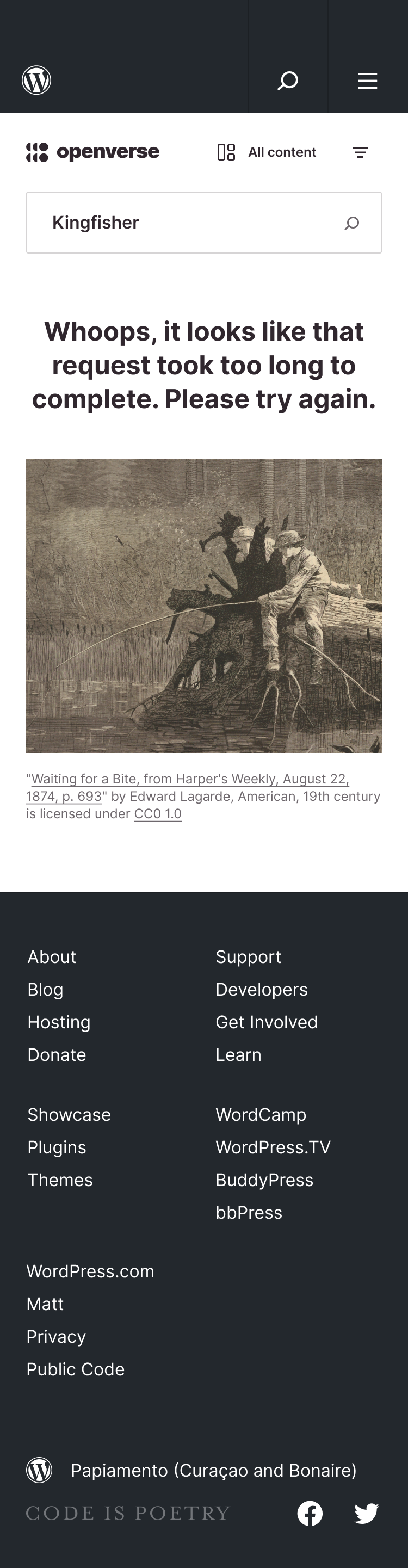Use the timeout error page for timeout errors · Issue #632 · WordPress/openverse · GitHub