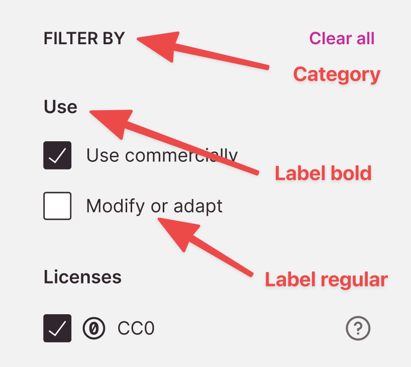 Text styles and spacings in Filters · Issue #691 · WordPress/openverse-frontend · GitHub