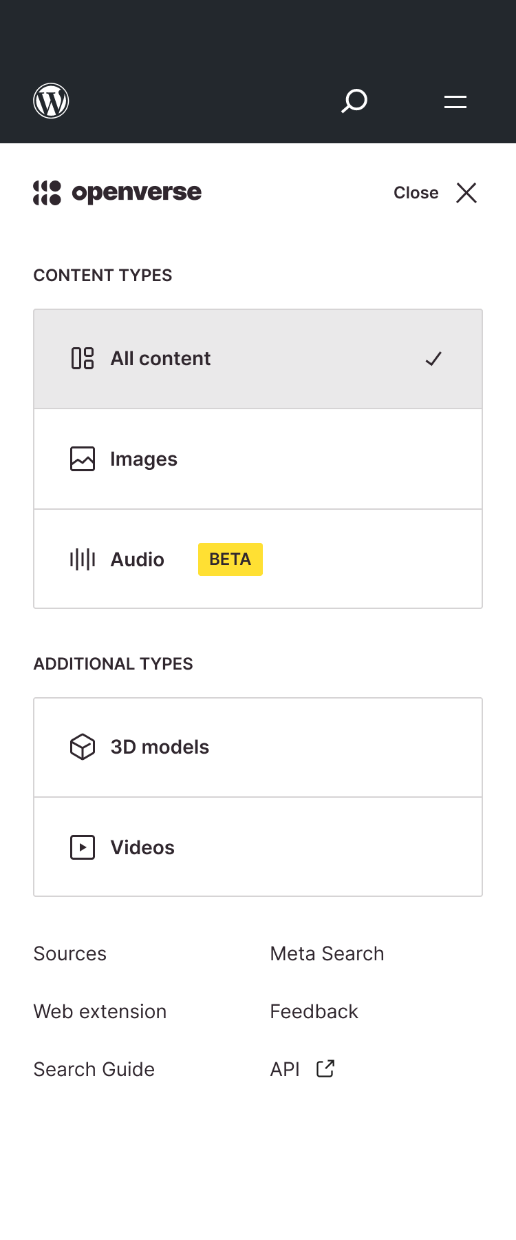 Add 3D models as an "additional source" (meta search only view) in the content switcher · Issue ...