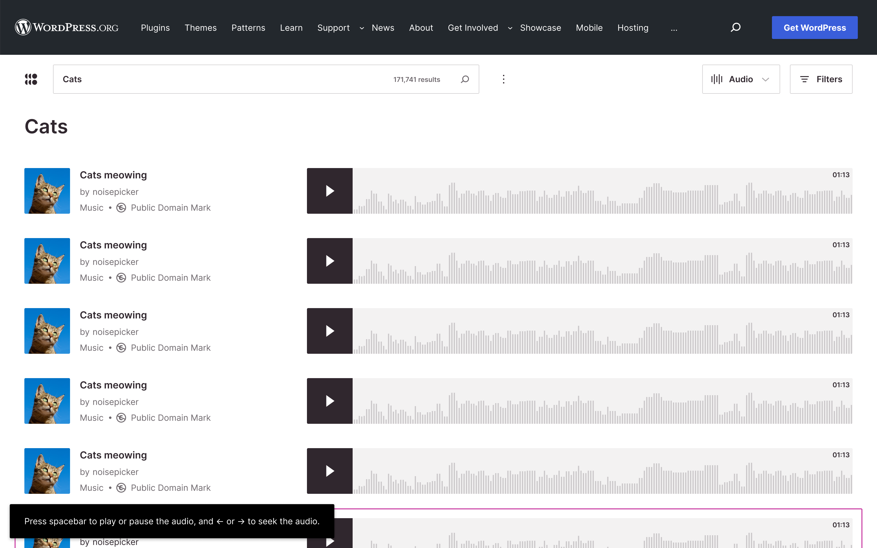 Audio track navigation · Issue #1549 · WordPress/openverse-frontend · GitHub