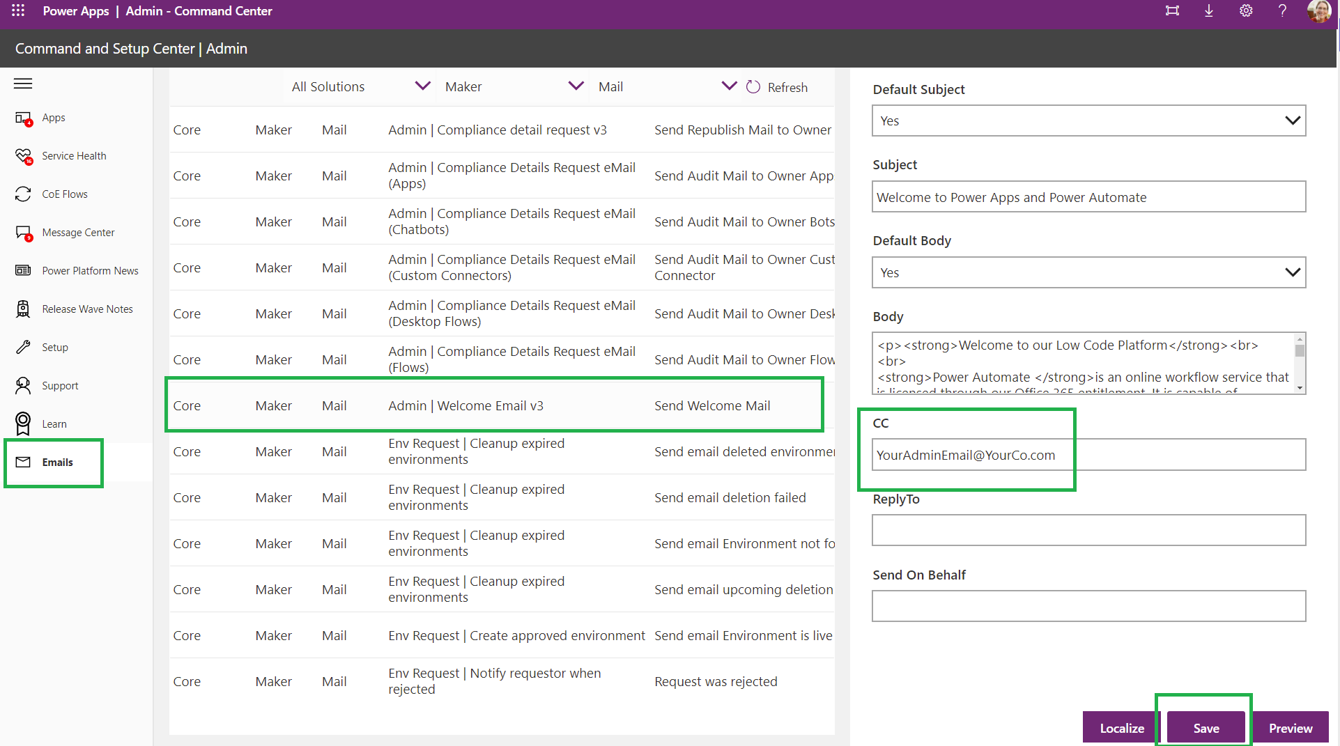 [CoE Starter Kit - QUESTION] Welcome Email for COE Alerts · Issue #2756 ...
