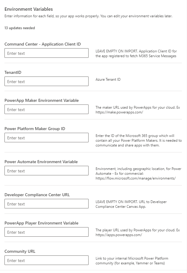 [CoE Starter Kit - BUG] Environment Variables Description is blank during import · Issue #2834 ...