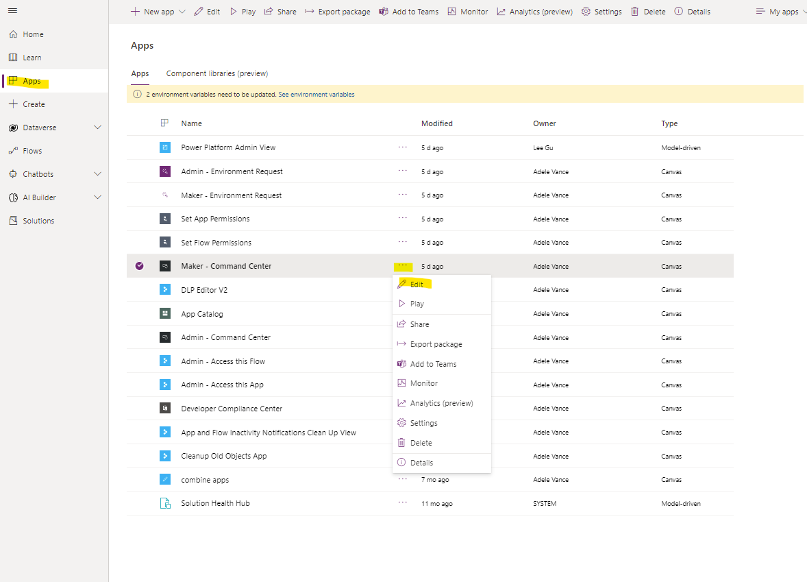 [CoE Starter Kit - BUG] App Description missing from Cleanup Old Objects App and typo for Maker ...