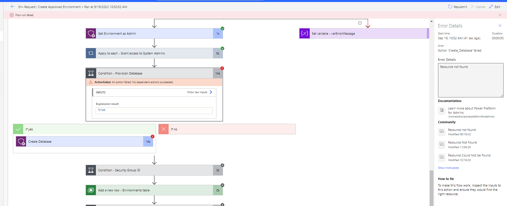 [CoE Starter Kit - BUG] Env Request | Create Approved Environment -> Does not wait after Create ...