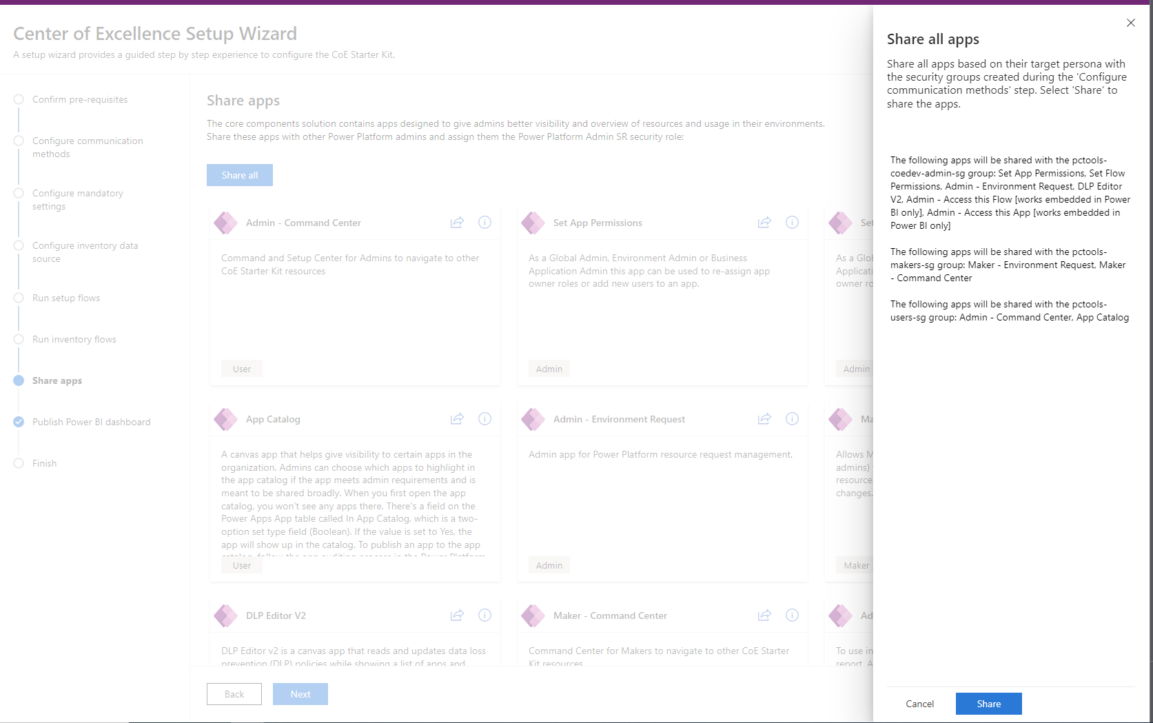 [CoE Starter Kit - Feature]: Setup Wizard - Add Share All functionality for apps - just for ...
