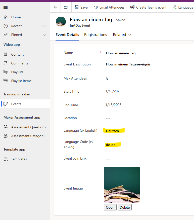 [coe Starter Kit Feature] Add Language And Language Code To The Training Events In Nurture