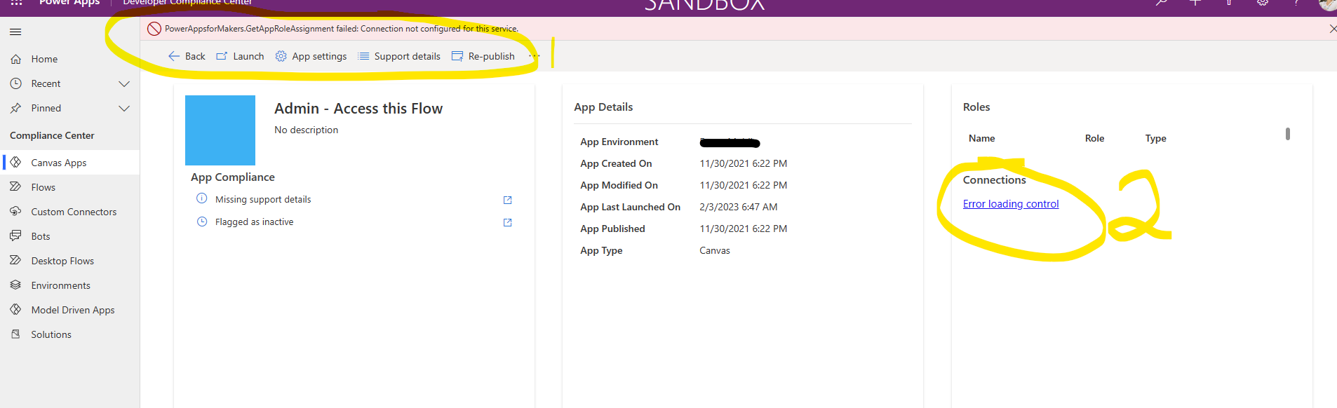[CoE Starter Kit - BUG] Error loading app, flow and custom connector page in Developer ...