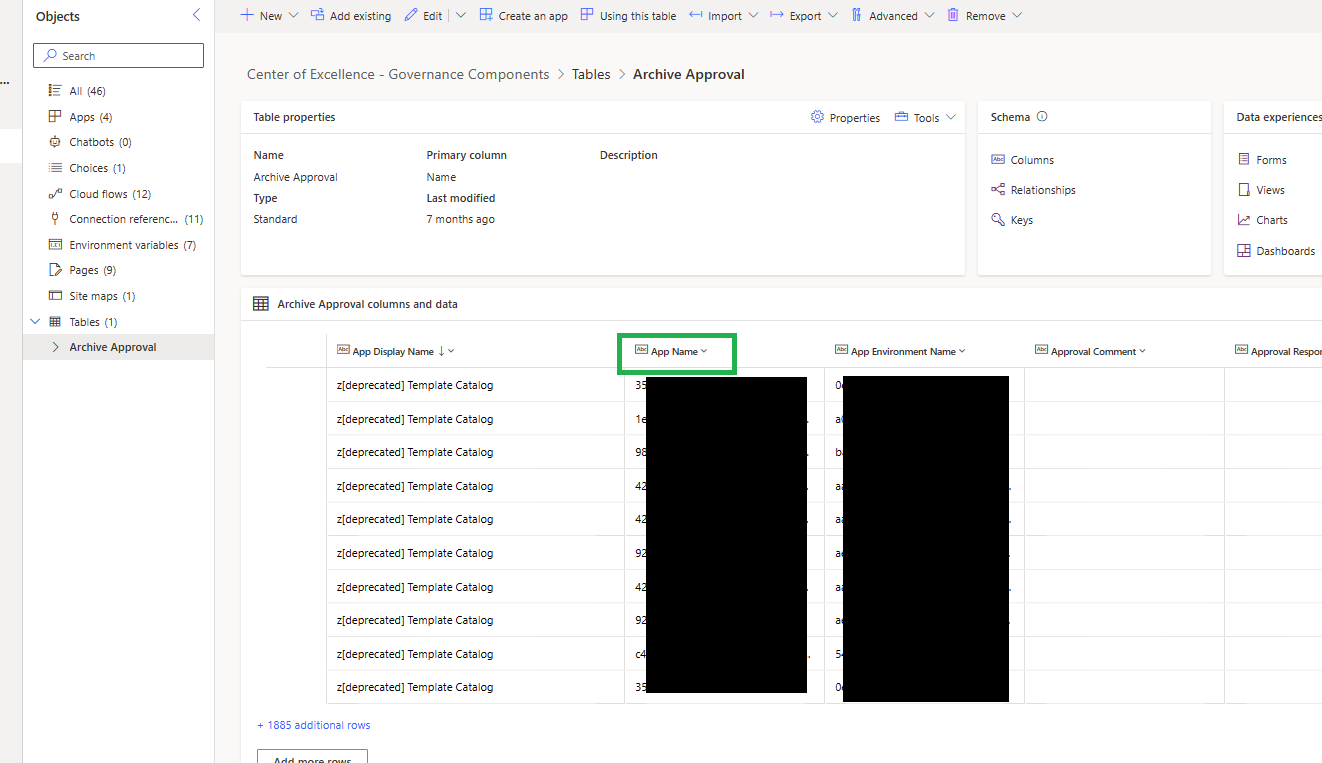[CoE Starter Kit - QUESTION] filter out excused objects in Admin ...
