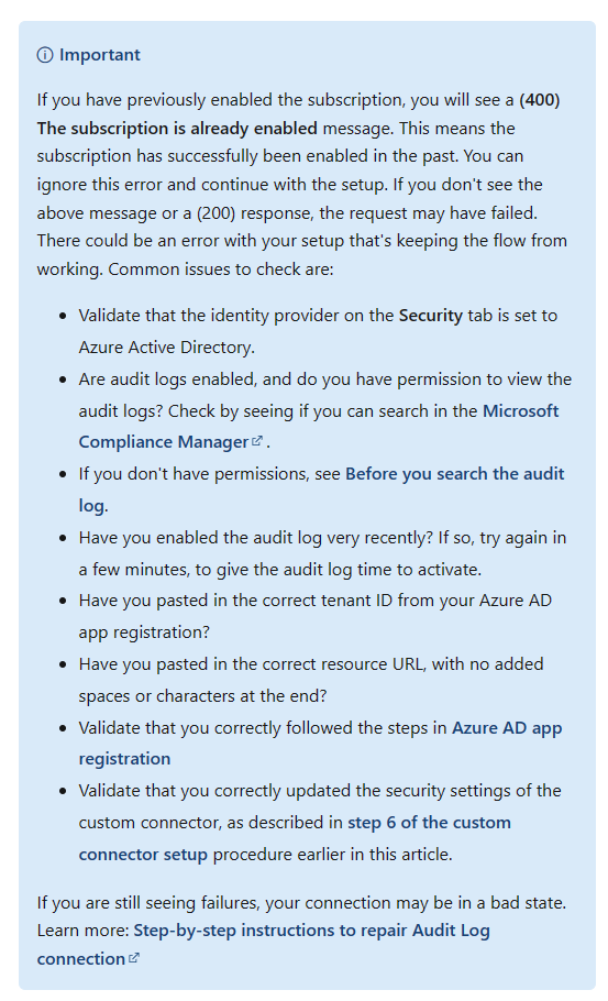 CoE Audit Logs Custom Connector - Unauthorized · Issue #5917 · microsoft/coe-starter-kit · GitHub