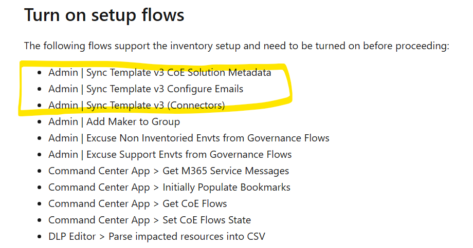 [CoE Starter Kit - BUG] Change order of "turn on flows" list for Admin | Sync Template v3 (Call ...