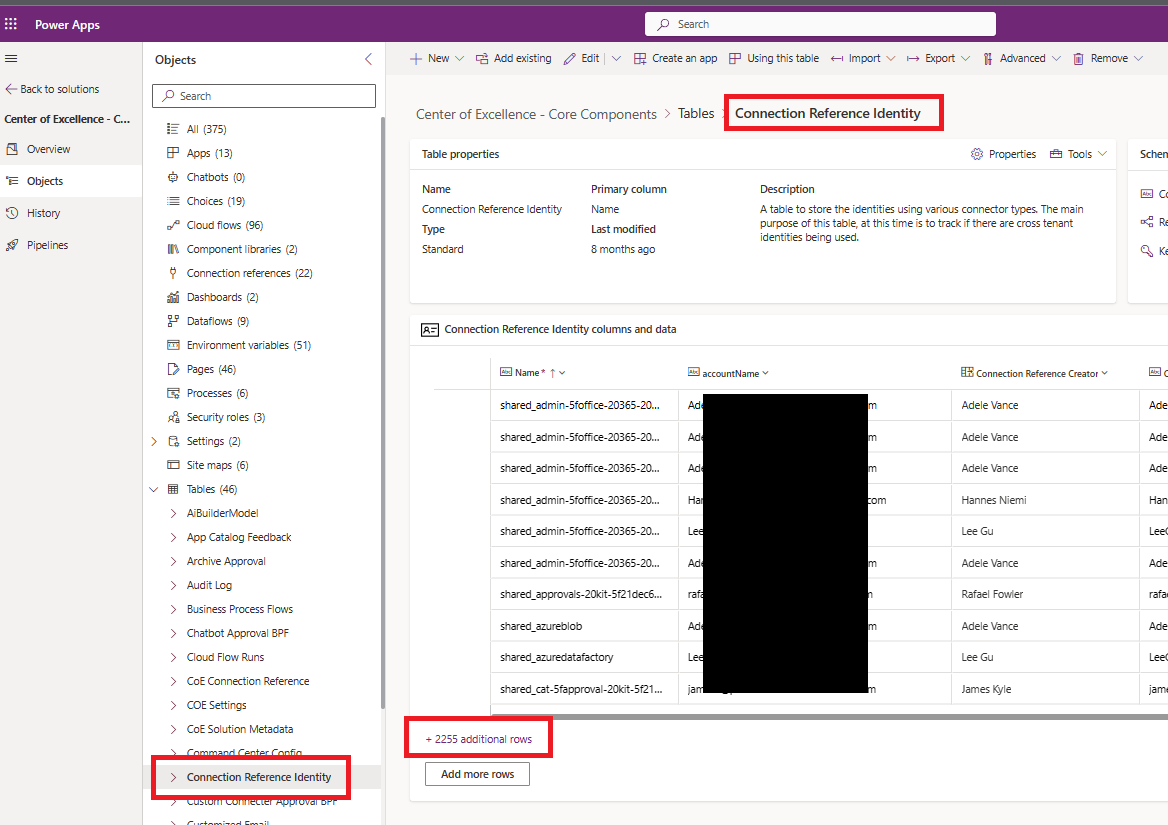 [CoE Starter Kit - QUESTION] Connection Reference Identity table growing due to repeat adds from ...
