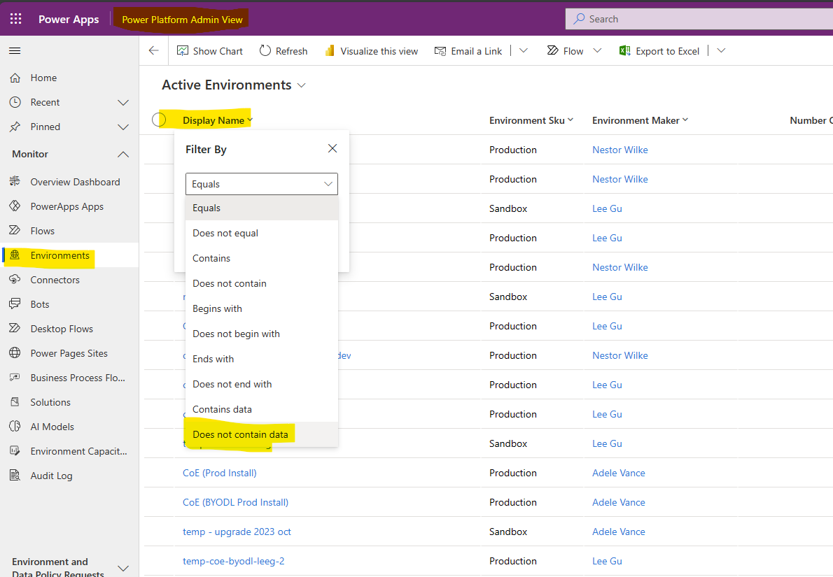 [CoE Starter Kit - BUG] App Environment Display name is blank in PowerApps table · Issue #6814 ...