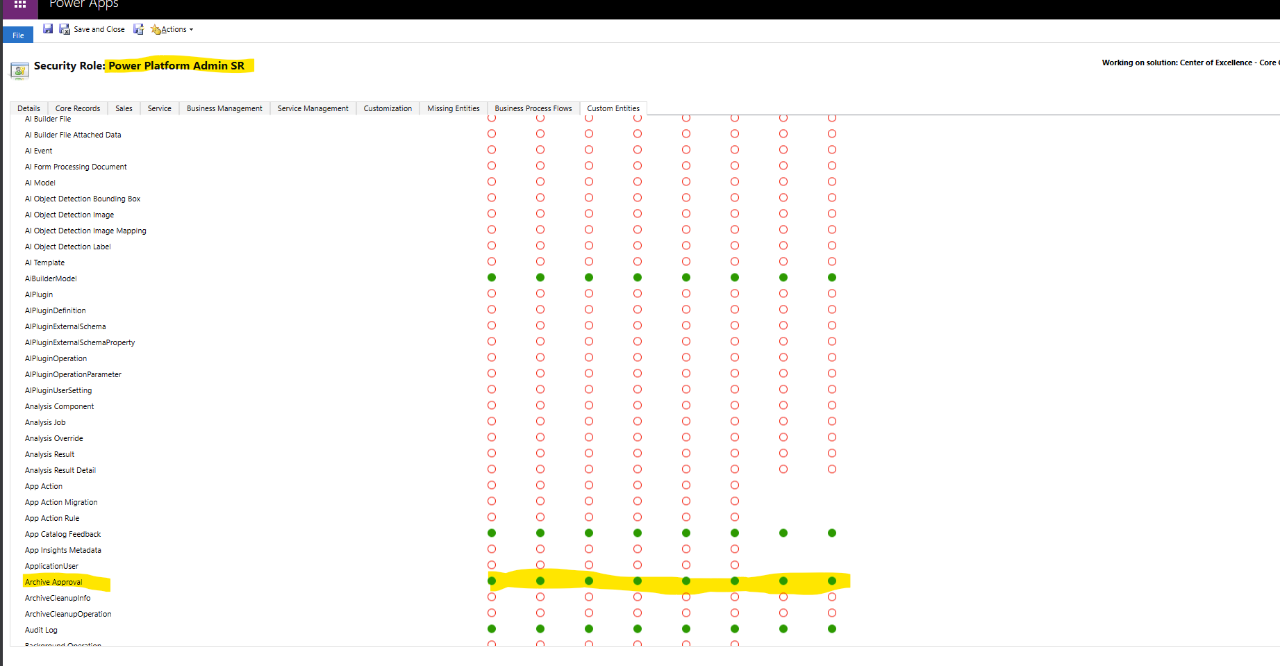 [CoE Starter Kit - BUG] Power Platform Admin SR lost access to Archive Approval custom table ...