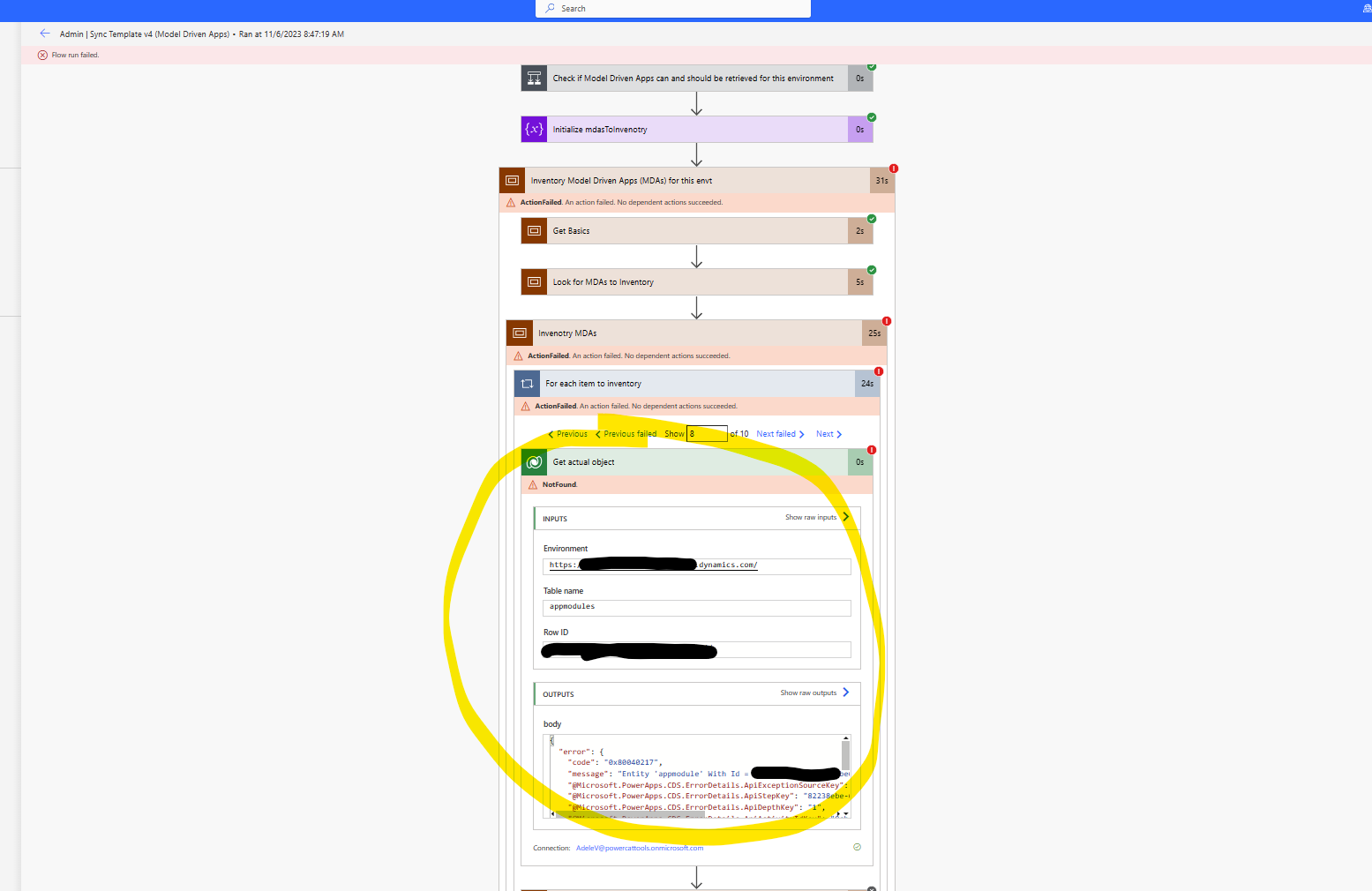 [CoE Starter Kit - BUG] Admin | Sync Template v4 (Desktop flows) - fails when object in ...