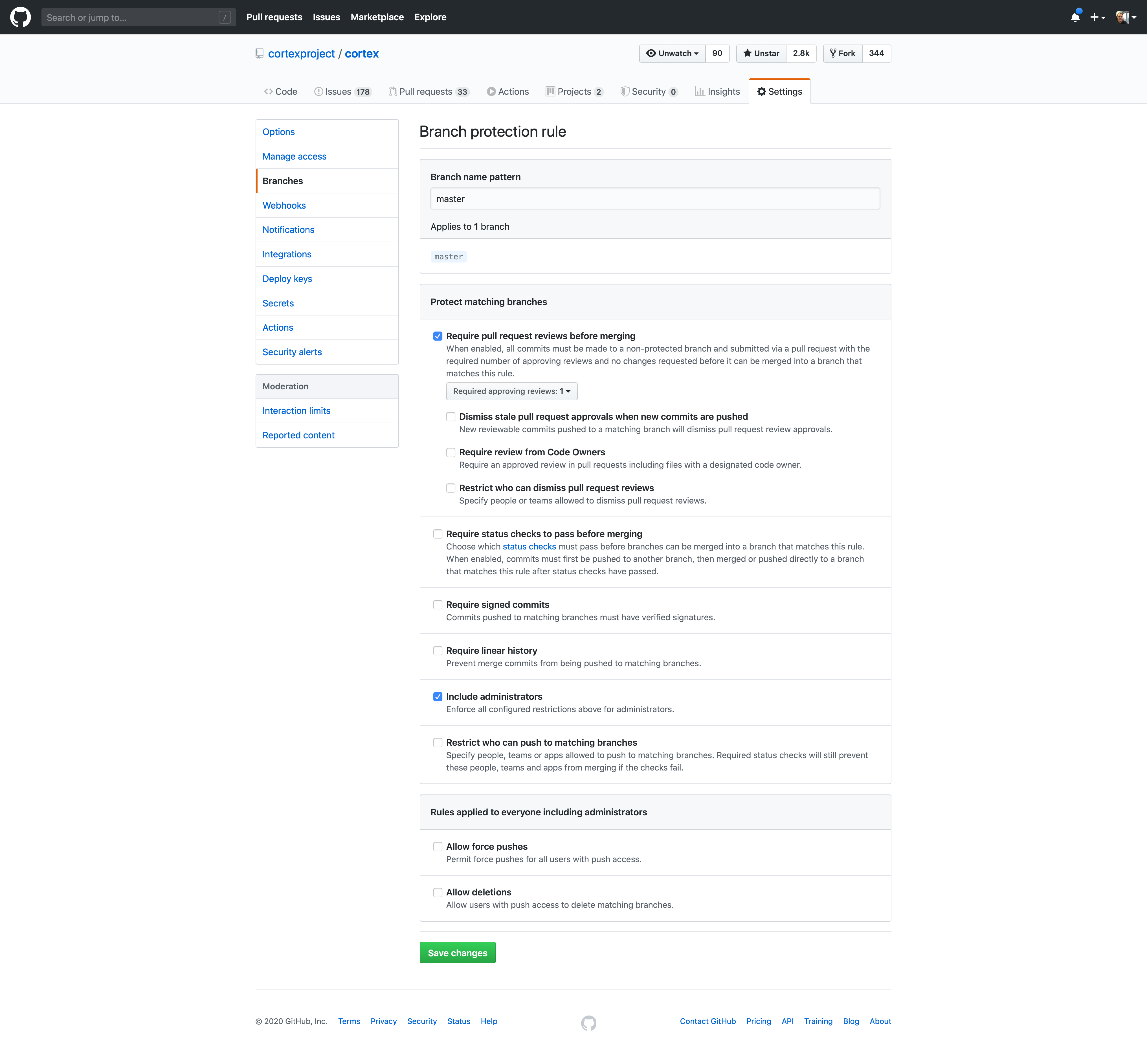 I was able to push to master despite branch protection being place · Issue #2578 · cortexproject ...