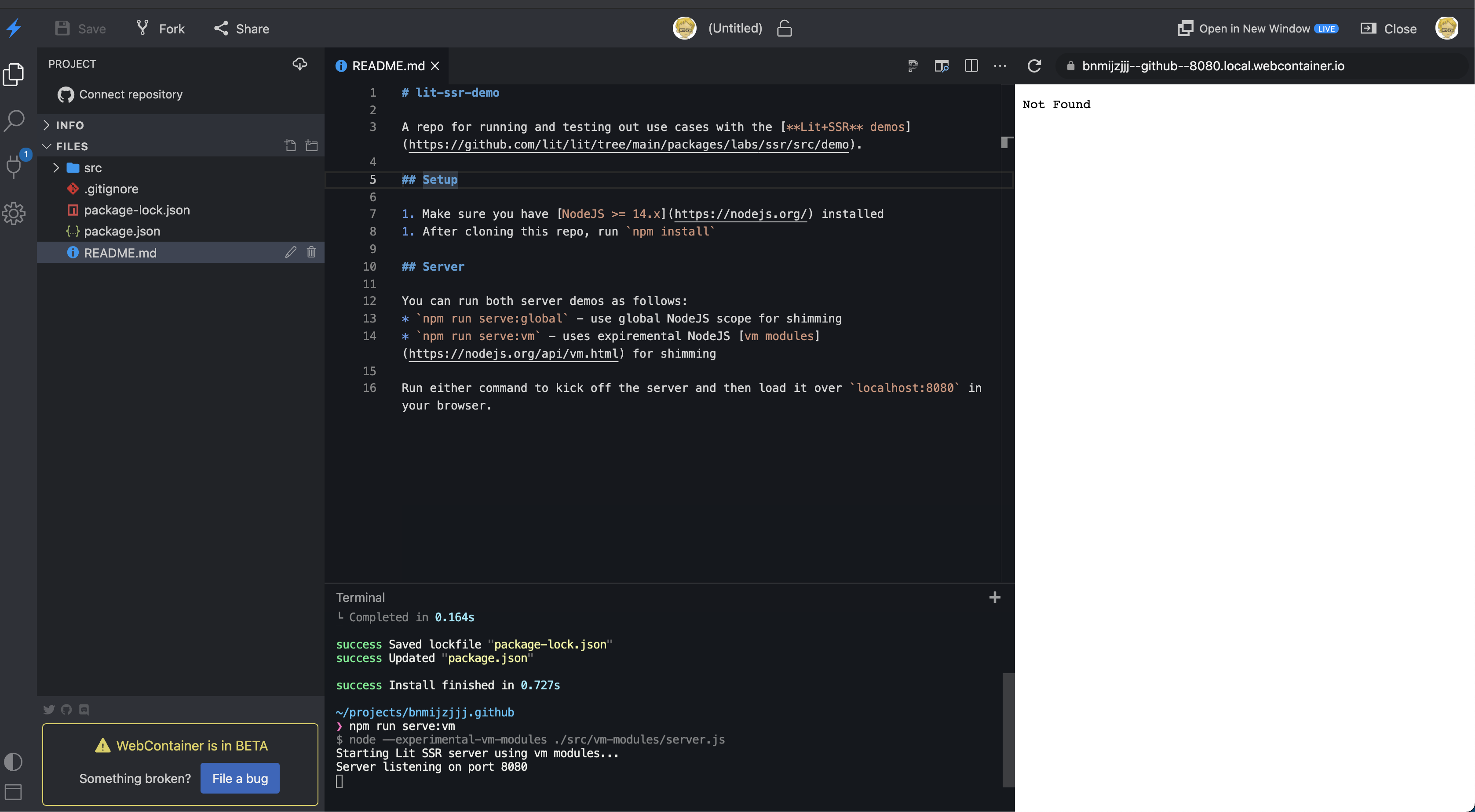 [SSR] Running Lit SSR on Stackblitz · lit lit · Discussion #2087 · GitHub