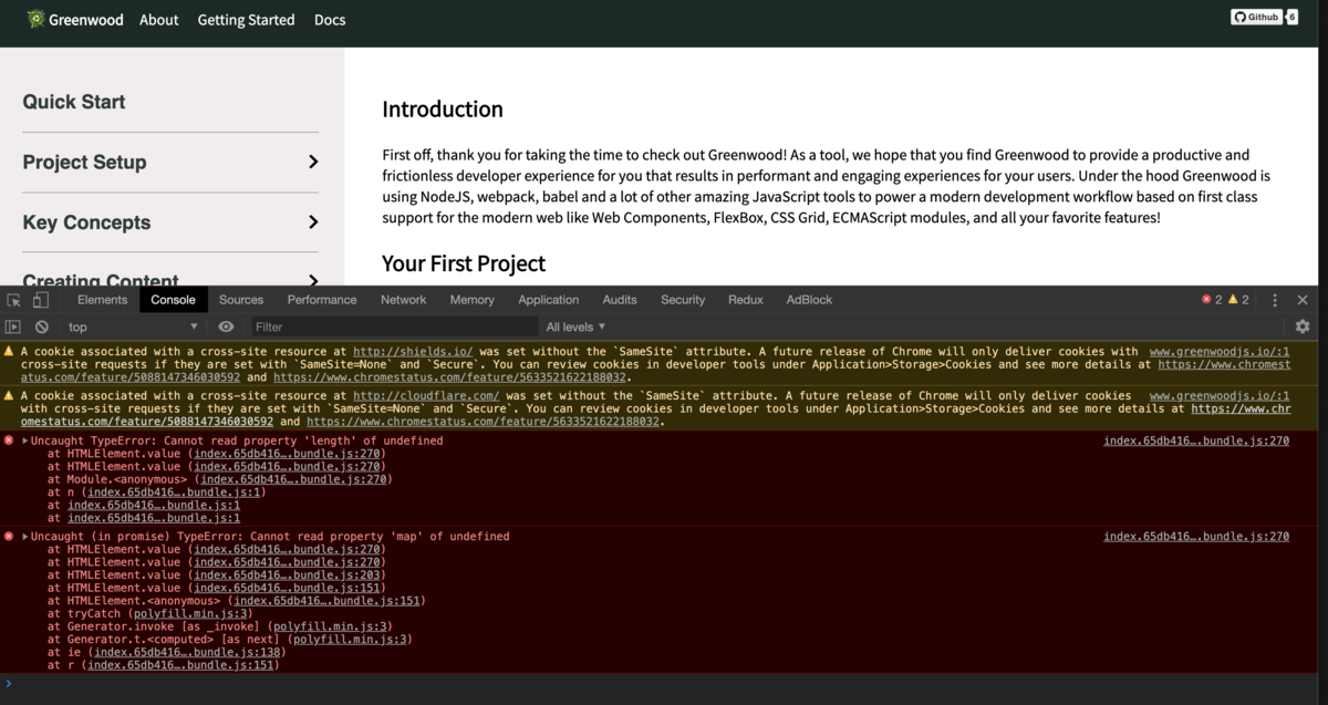 website pages with a shelf component are showing console errors when there are no subitems ...