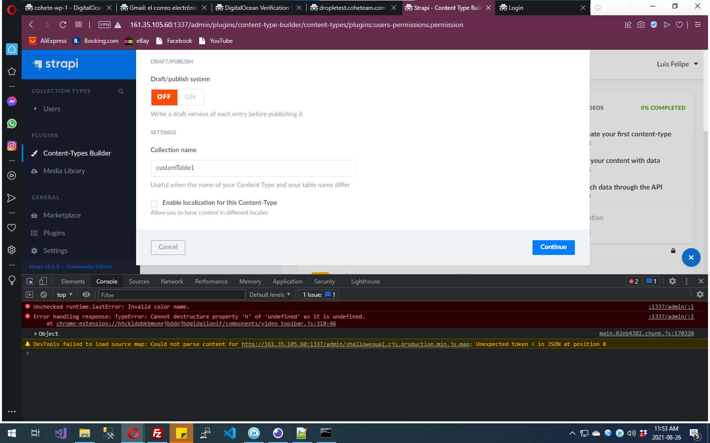 Cannot create new collection type with advanced settings · Issue #10807 · strapi/strapi · GitHub