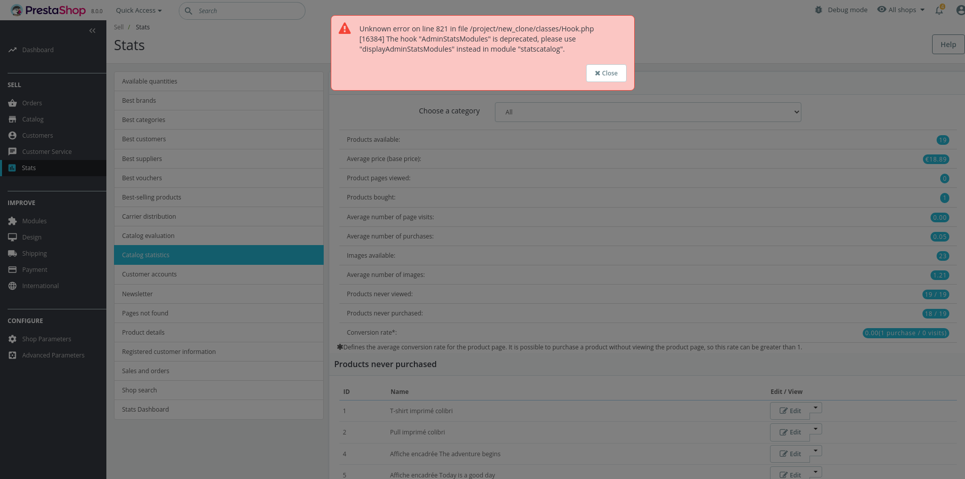 BO - An error is displayed in the stats page - Catalog statistics module · Issue #27210 ...