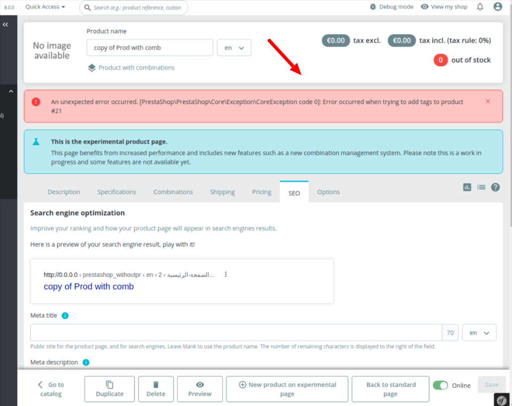 BO - An exception is displayed when editing a tag in the page product V2 · Issue #28295 ...