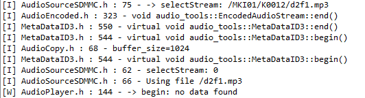 Of the correct usage of player.setPath ([W] AudioPlayer.h : 144 - -> begin: no data found ...