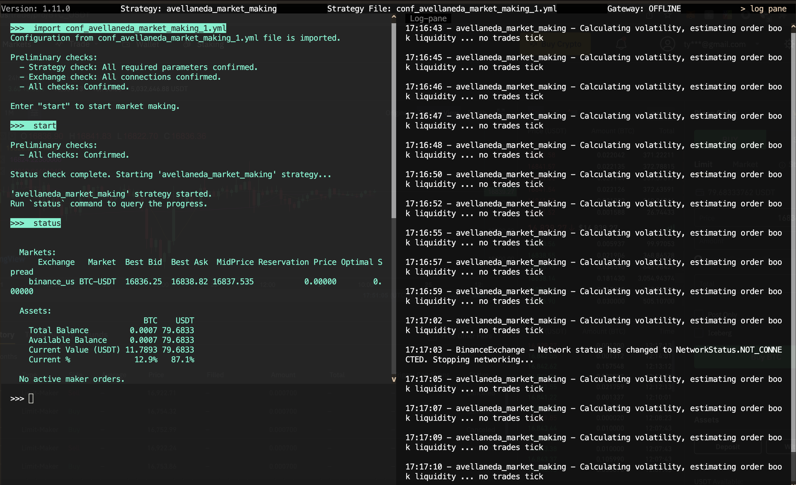 Huobi - Failed to start Avellaneda MM strategy: stuck into Calculating volatility… no trades ...