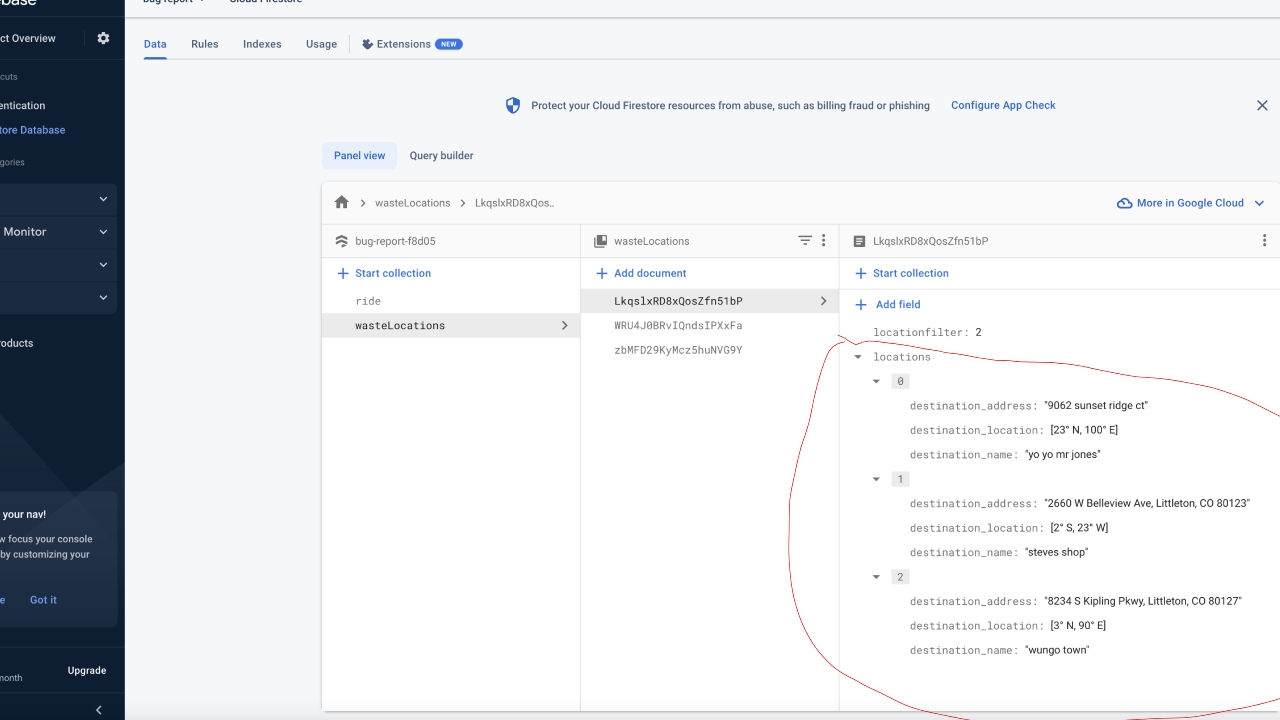 Data from datatype not appearing on Google Maps widget, especially when I filter the data by ...