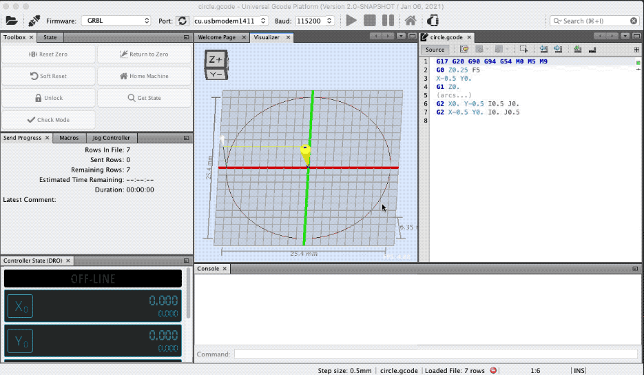 Visualizer not updating when making changes to Gcode, file not being send when it is updated ...