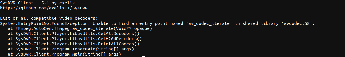 Couldn't find any compatible video codecs [Bug on Linux (Usb Version ...