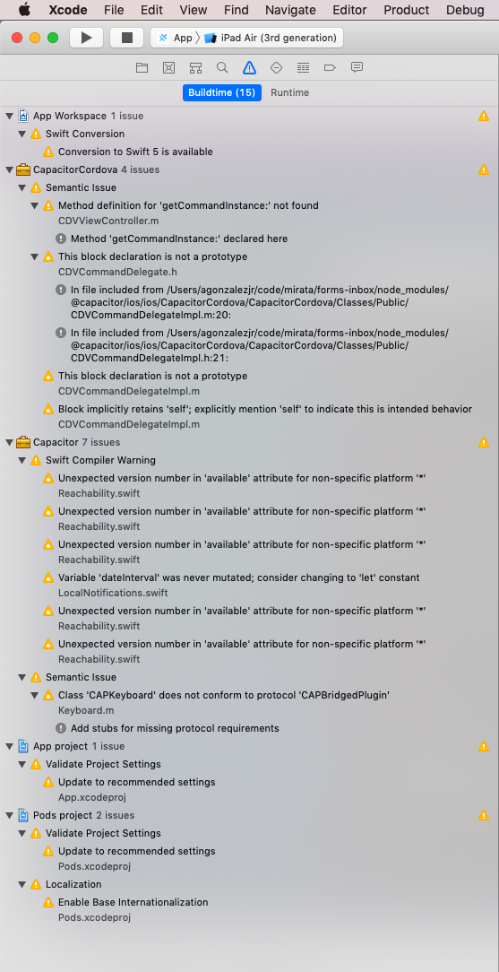 feat: Xcode 11 / MacOS Catalina · Issue #2025 · ionic-team/capacitor · GitHub