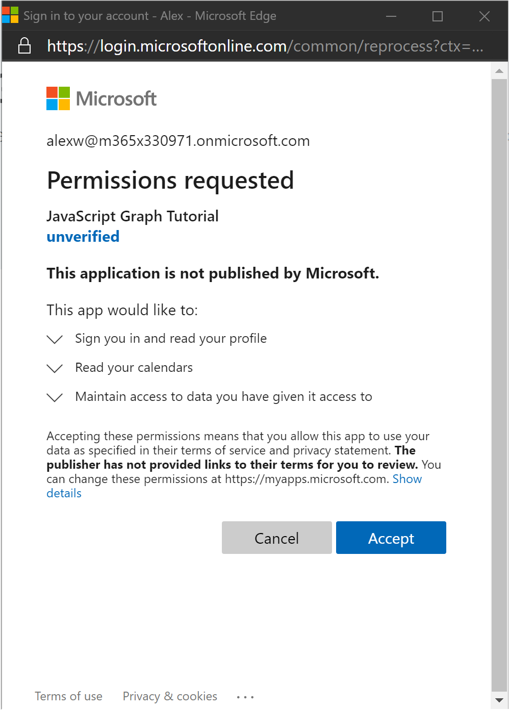 Feedback: Document 'Permissions requested' popup during sign in · Issue #6 · microsoftgraph ...