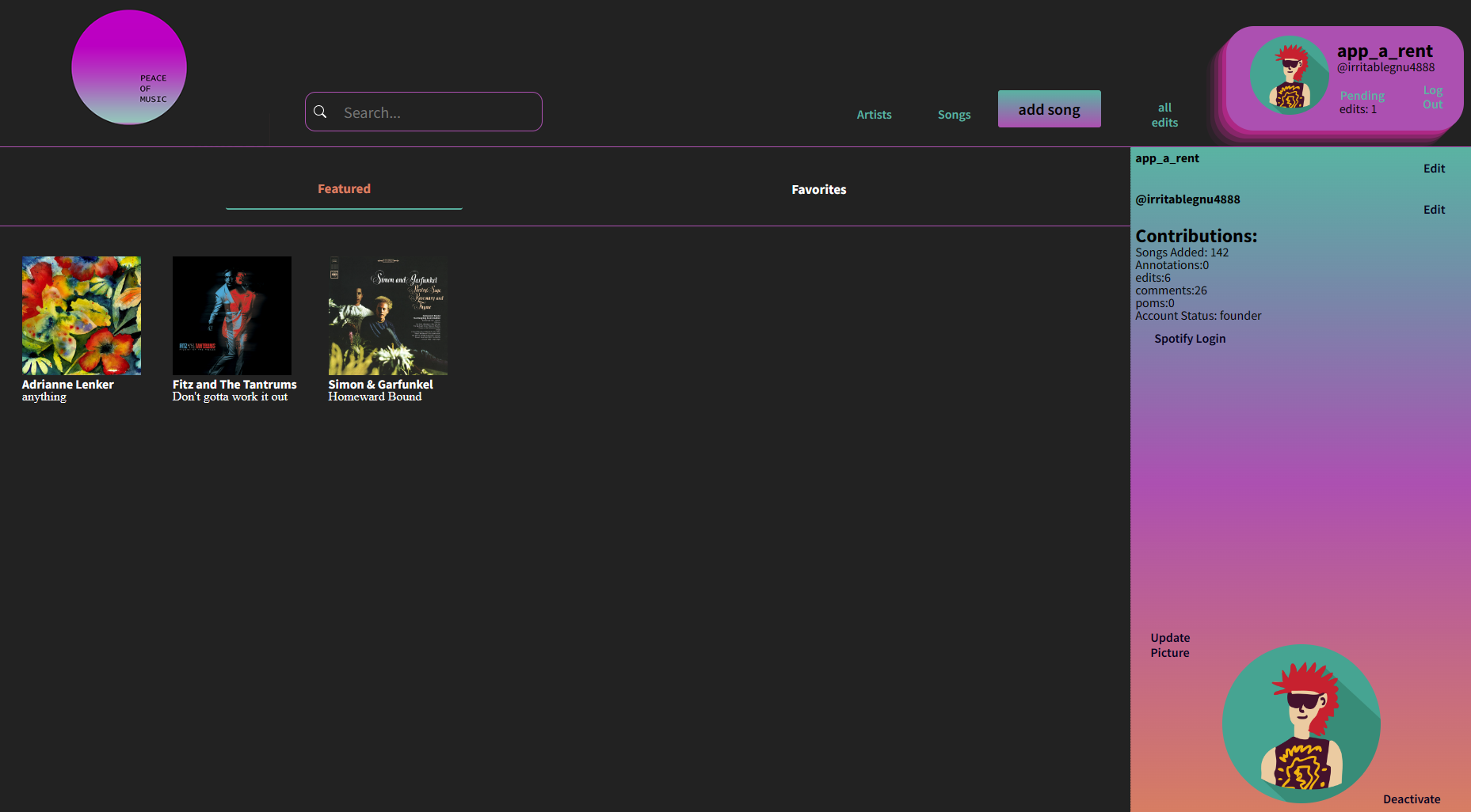GitHub - anthonykameka/PeaceofMusic: Social Network and Chord ...