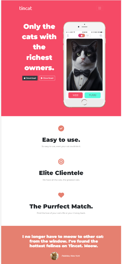 GitHub - anthonykameka/TinCat: Cat-Dating Static Website applying UI knowledge and using ...