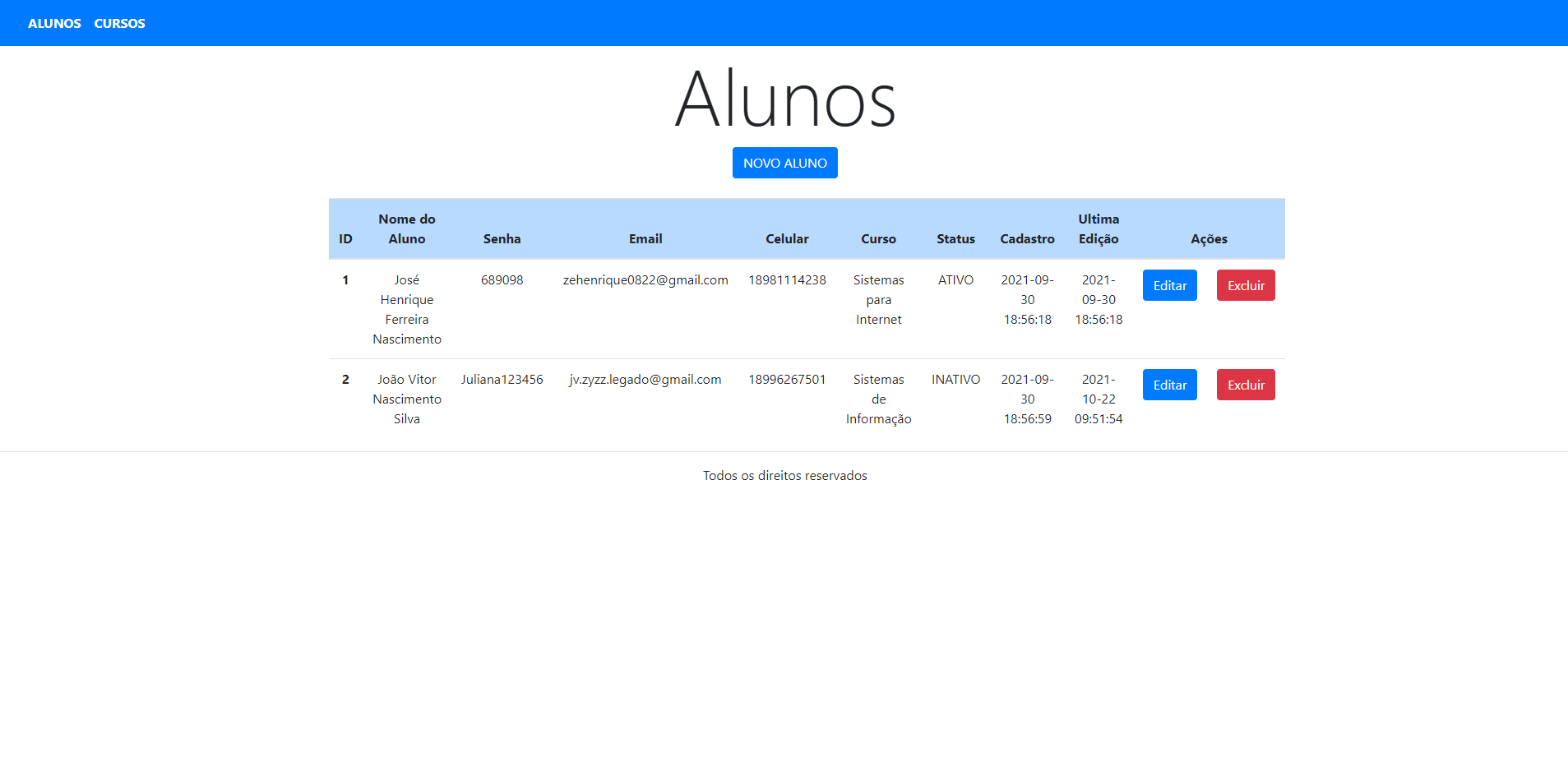 GitHub - zehenrique0822/CadastroDeAlunos: CRUD PHP com MVC - Backend II Unicesumar