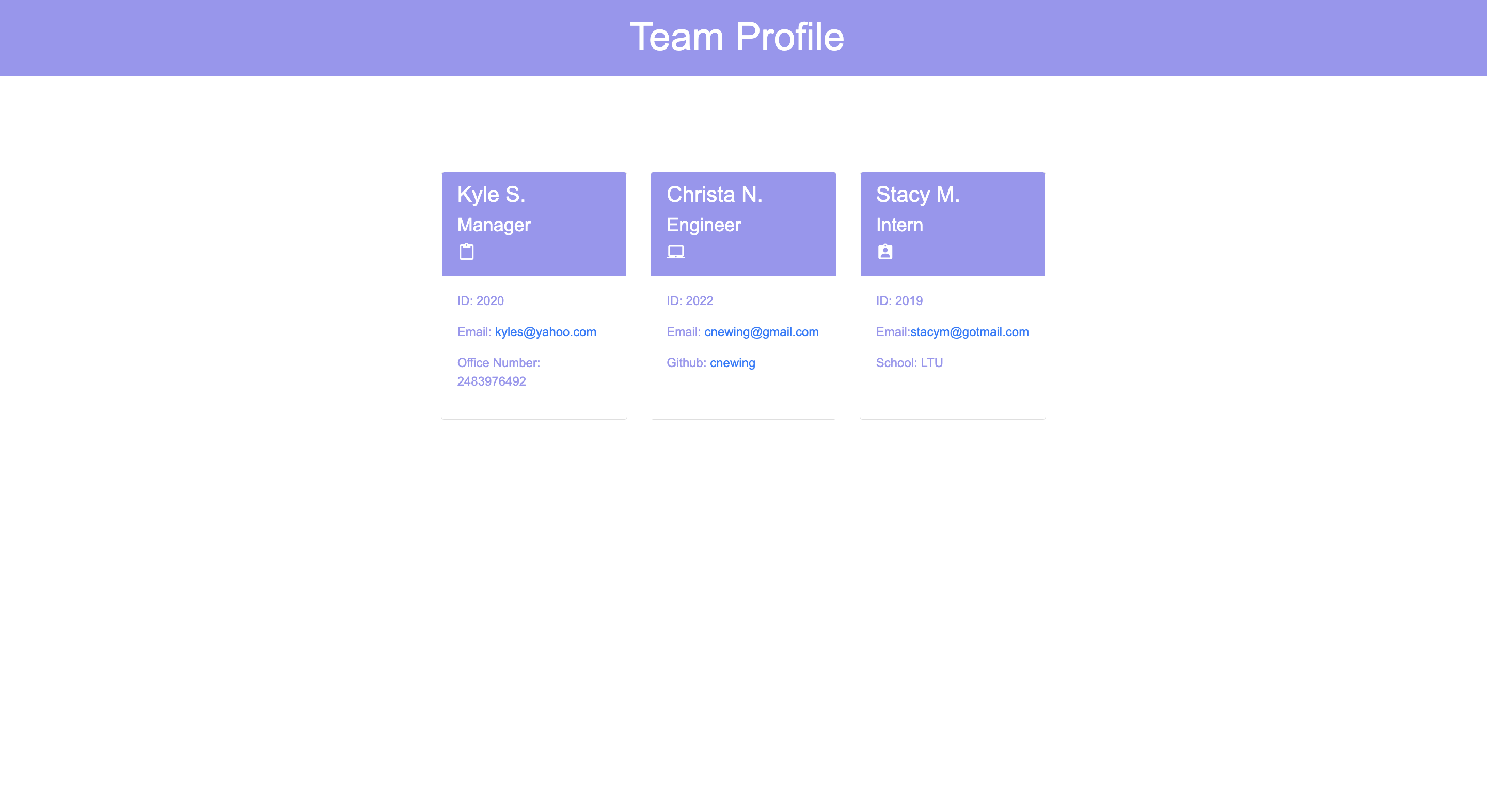 GitHub - cnewing/team-generator: A webpage that uses node.js, inquirer, and jest to display team ...