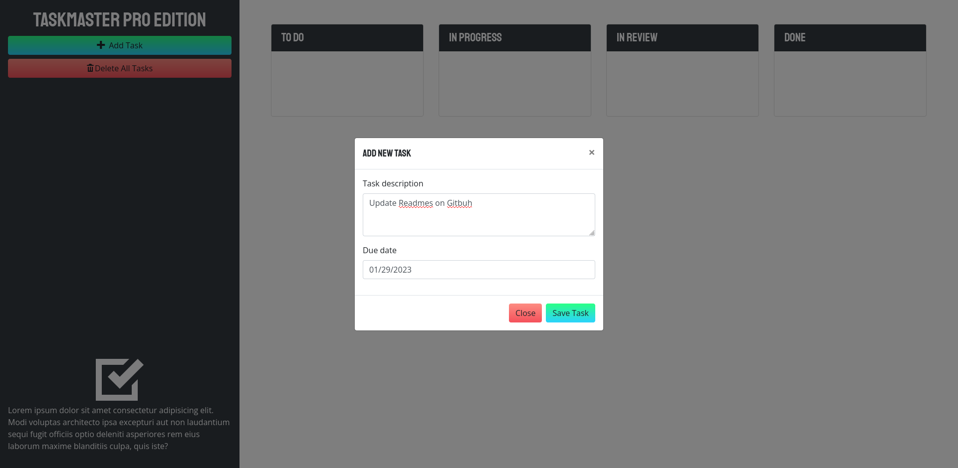 GitHub - xdatalinq/taskmaster-pro